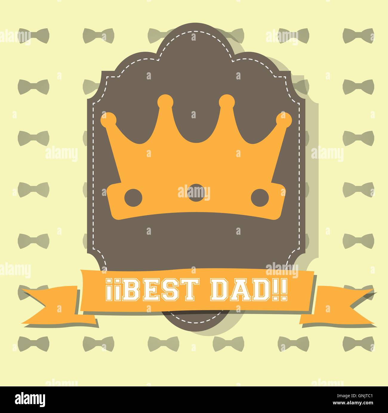 Isolated banner with a ribbon with text and a crown for father's day ...