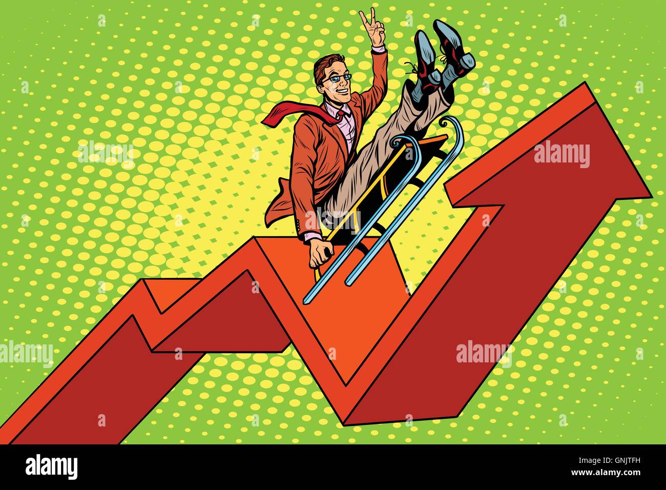 Businessman on chart cartoon hi-res stock photography and images - Alamy