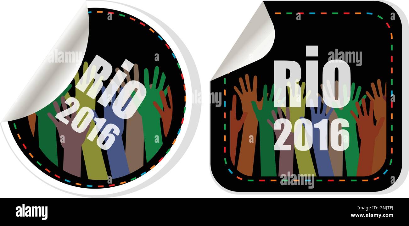 Stickers set. Sign symbol Rio olympics games 2016 in colors of the ...