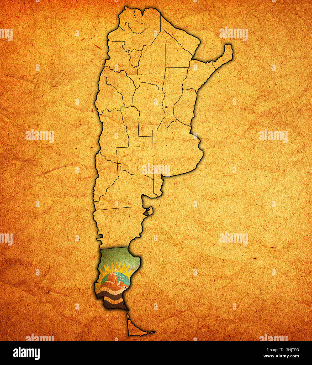 santa cruz region with flag on map of administrative divisions of ...
