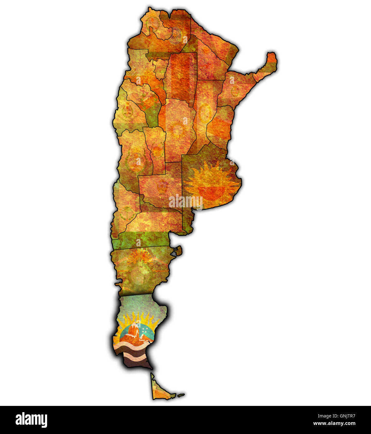 santa cruz region with flag on map of administrative divisions of ...