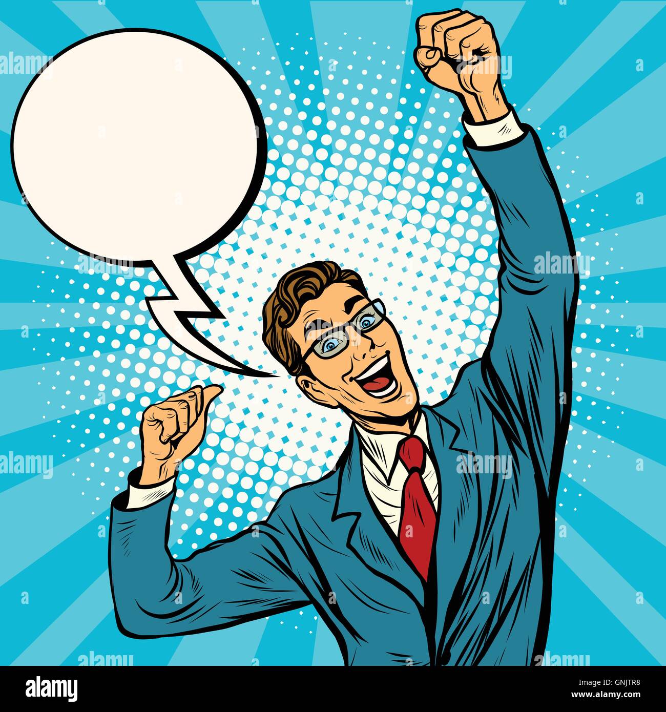 Business man the winner comic bubble Stock Vector Image & Art - Alamy