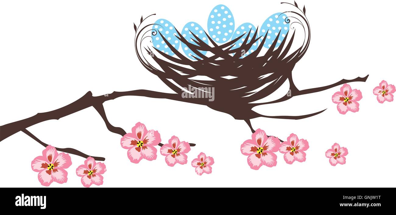 bird nest vector Stock Vector Image & Art - Alamy