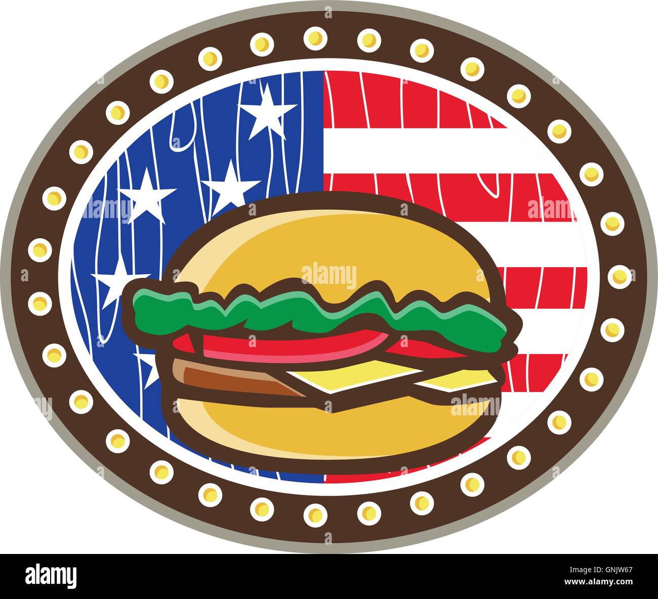 American Cheeseburger USA Flag Oval Cartoon Stock Vector Image & Art ...