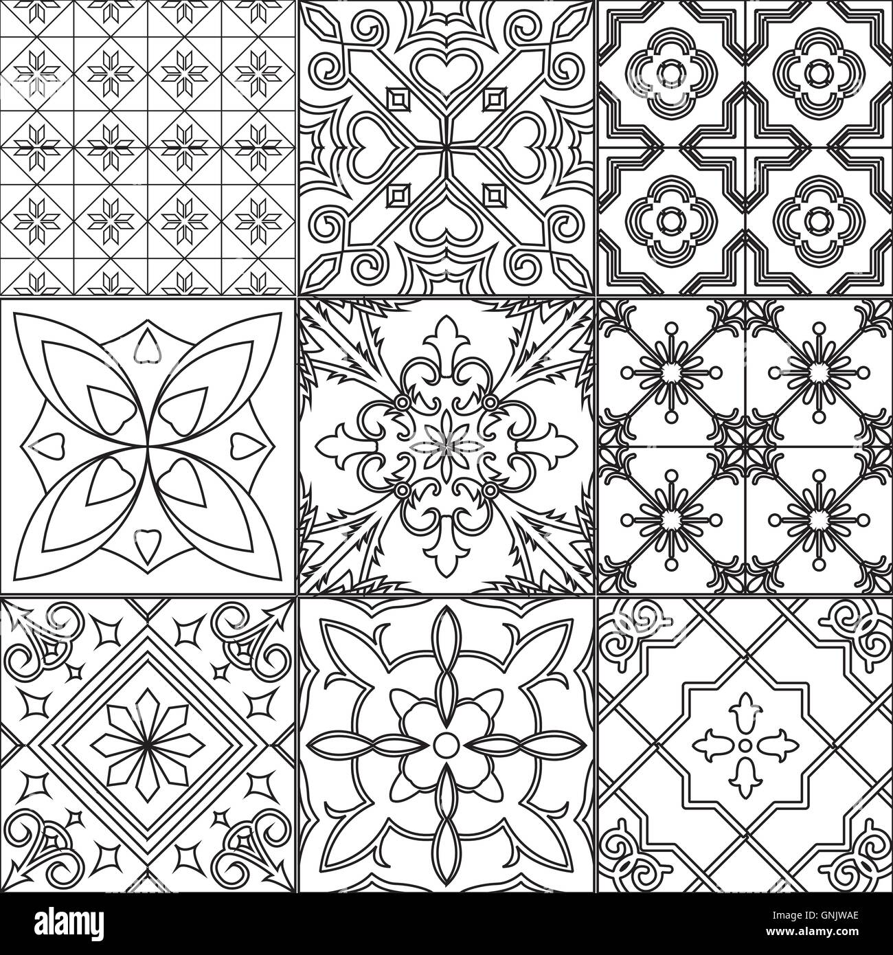 White black mosaic ceramic Stock Vector Images - Alamy