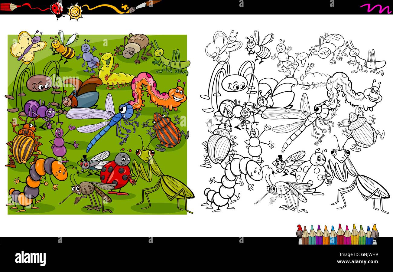 insect characters coloring book Stock Vector Image & Art - Alamy