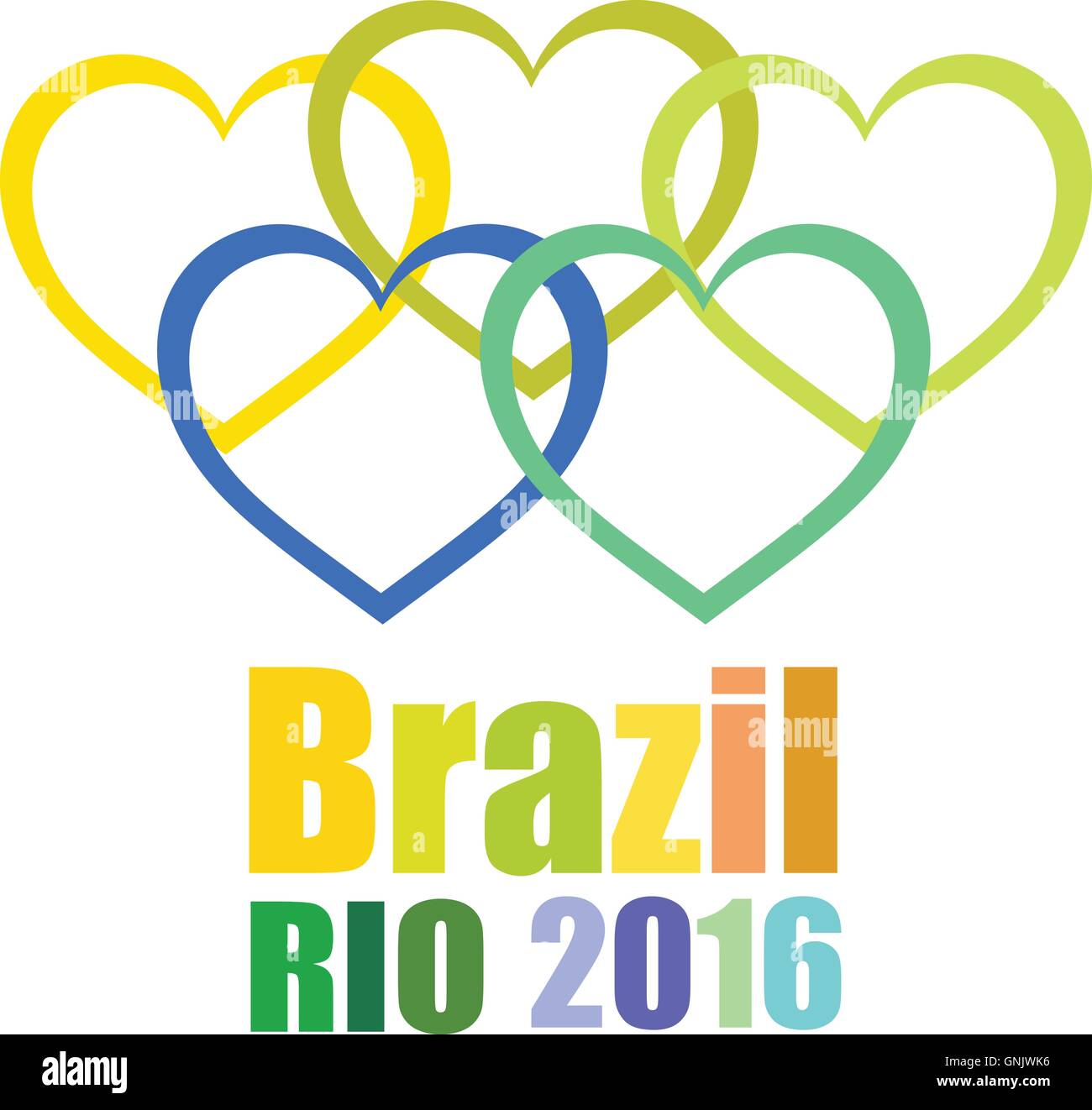 Abstract love heart ribbon flag. Brazil Rio 2015 symbol. Vector ...