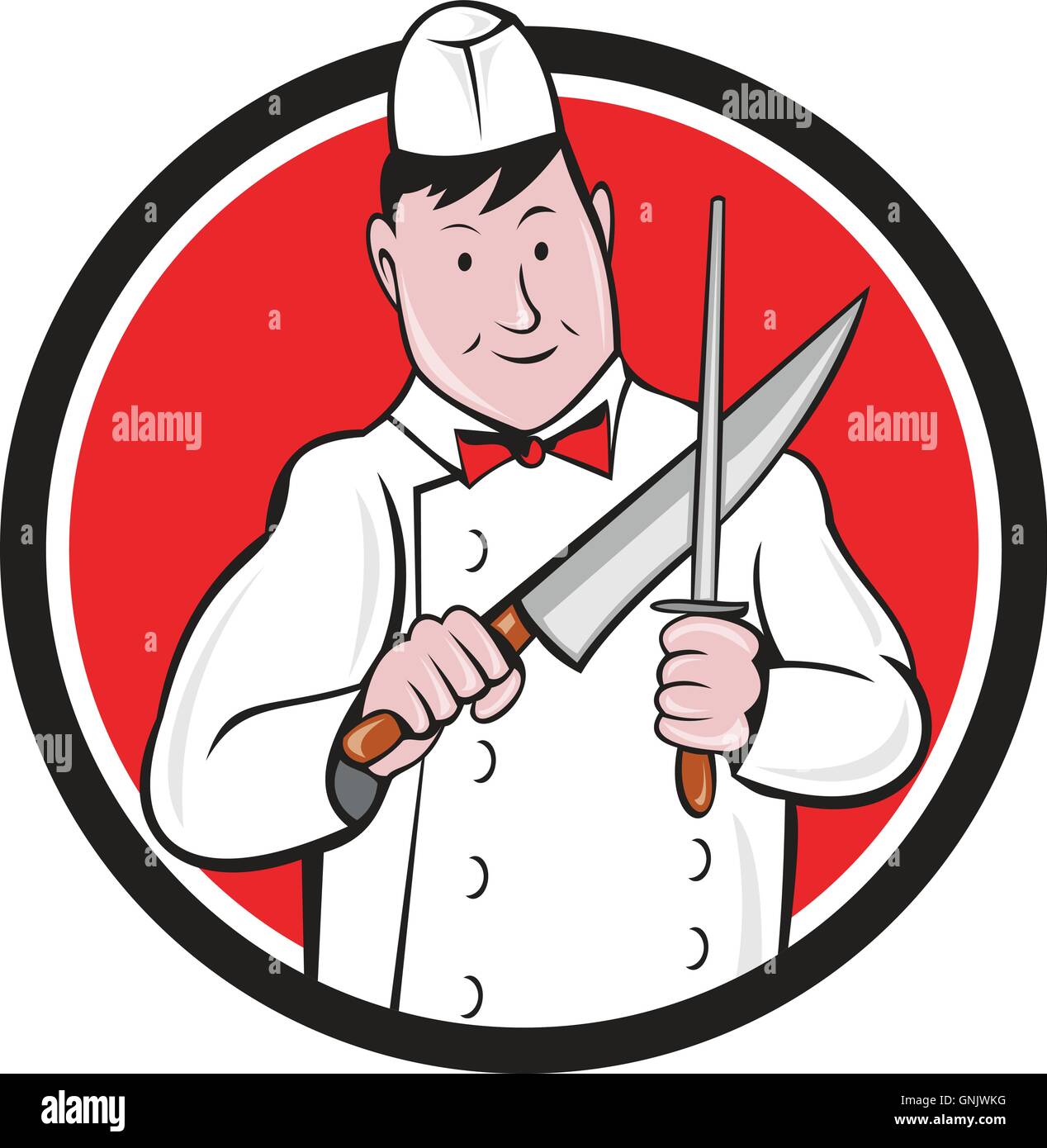 Butcher Sharpening Knife Circle Cartoon Stock Vector Image & Art - Alamy