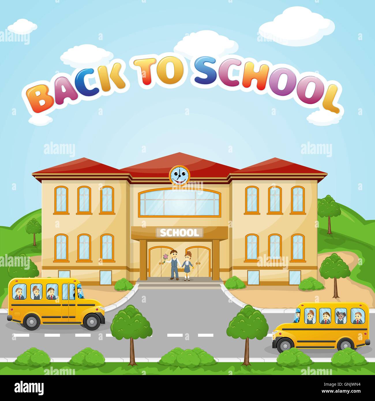 Cartoon school building illustration hi-res stock photography and ...