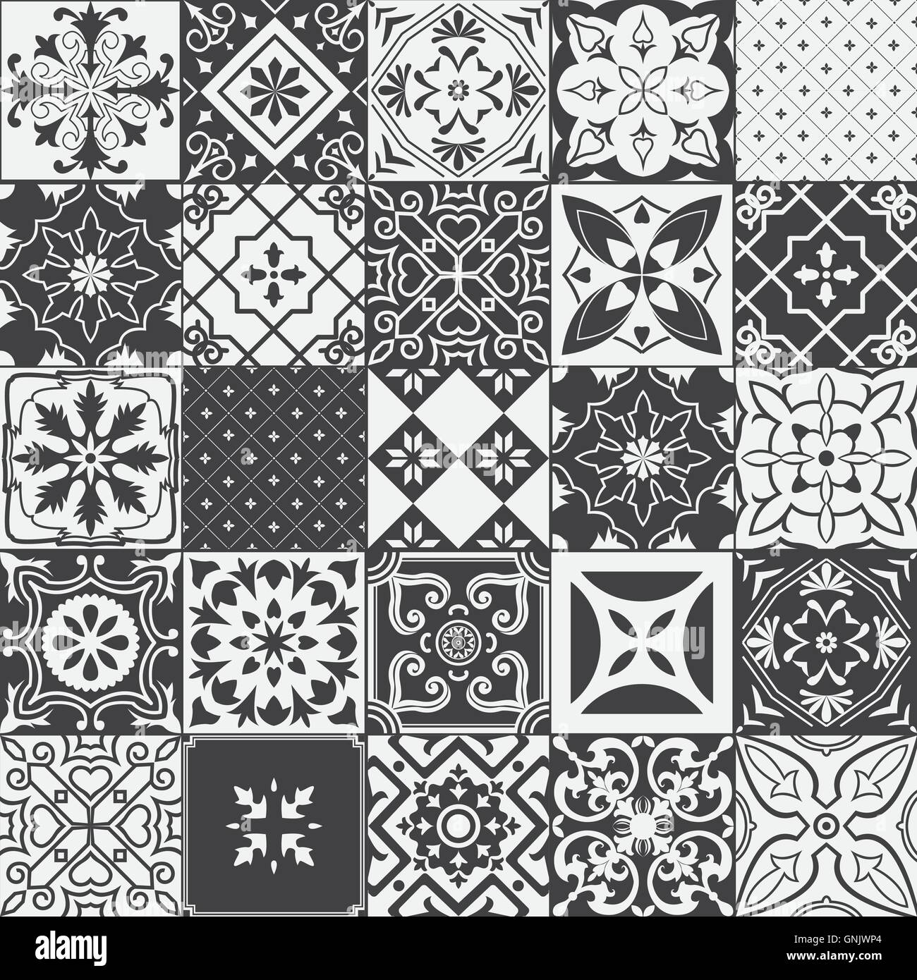 Big set of tiles background in black and white Stock Vector Image & Art ...