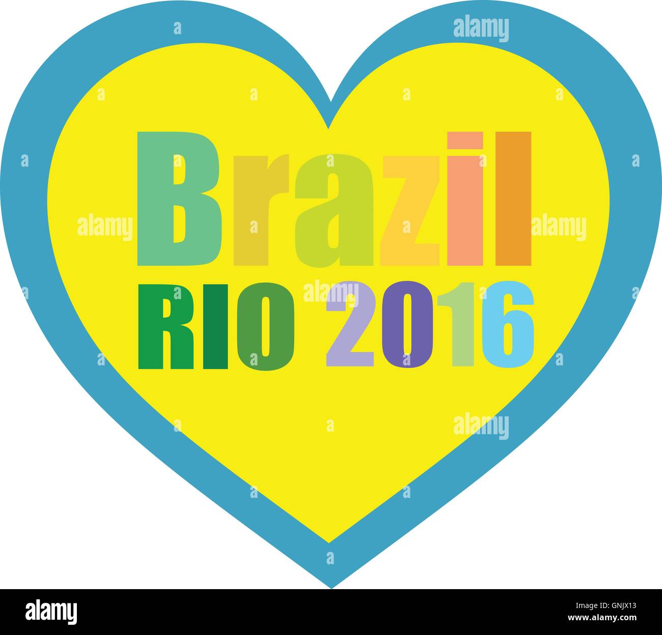 Abstract love heart ribbon flag. Brazil Rio 2015 symbol. Vector ...