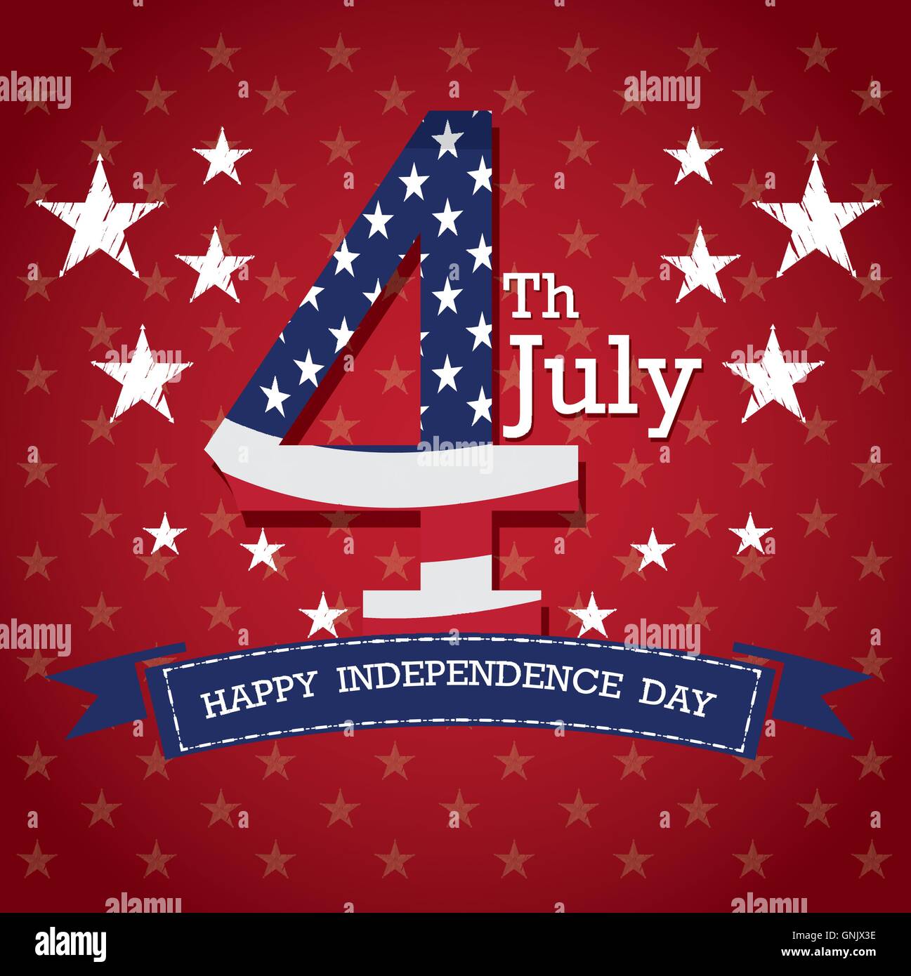 Colored background with an isolated number, stars and a ribbon with ...
