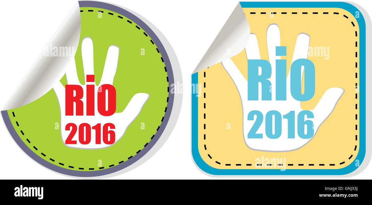 Stickers set. Sign symbol Rio olympics games 2016 in colors of the ...