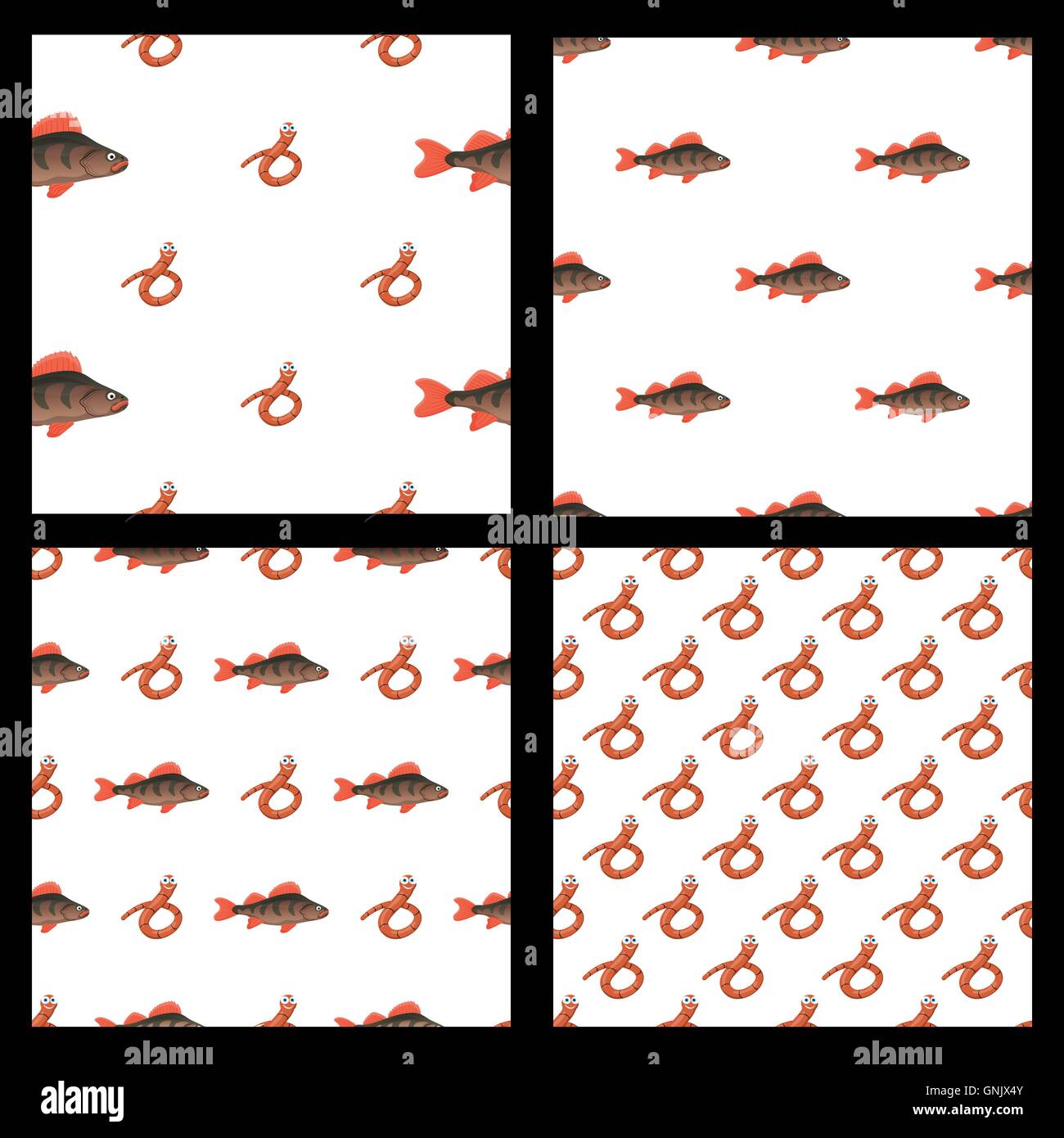 Seamless pattern s funny worms and fish Stock Vector Image & Art - Alamy