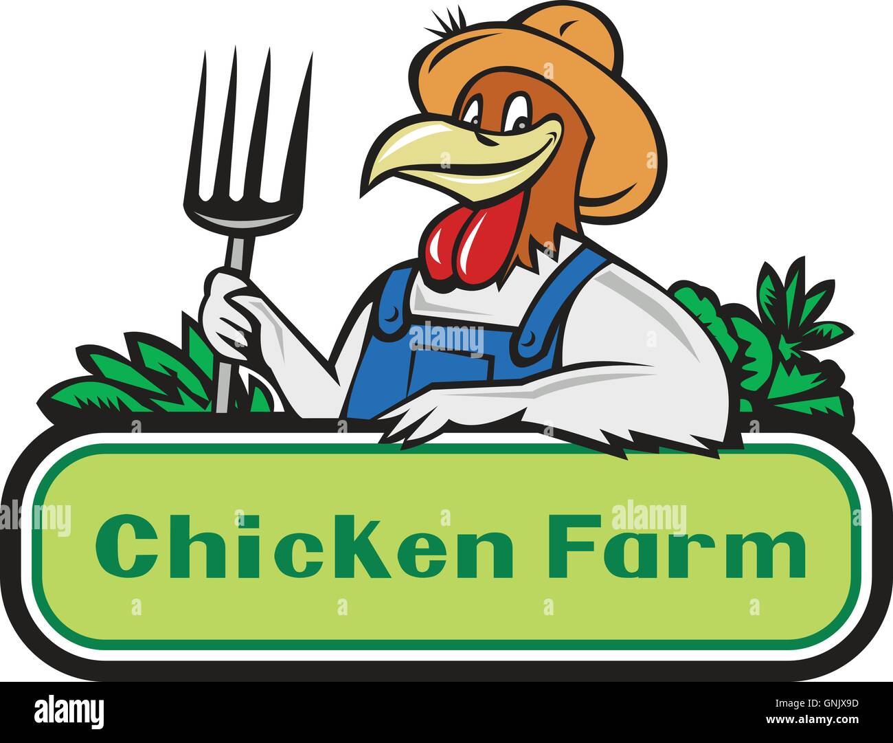 Chicken Farmer Pitchfork Vegetables Cartoon Stock Vector Image & Art ...