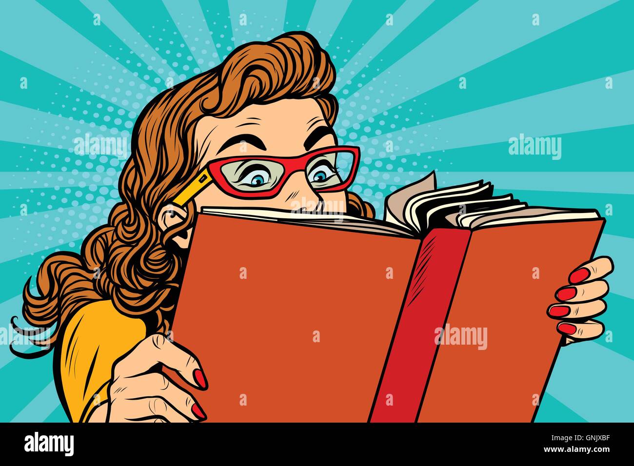 Female Cartoon Bookworm