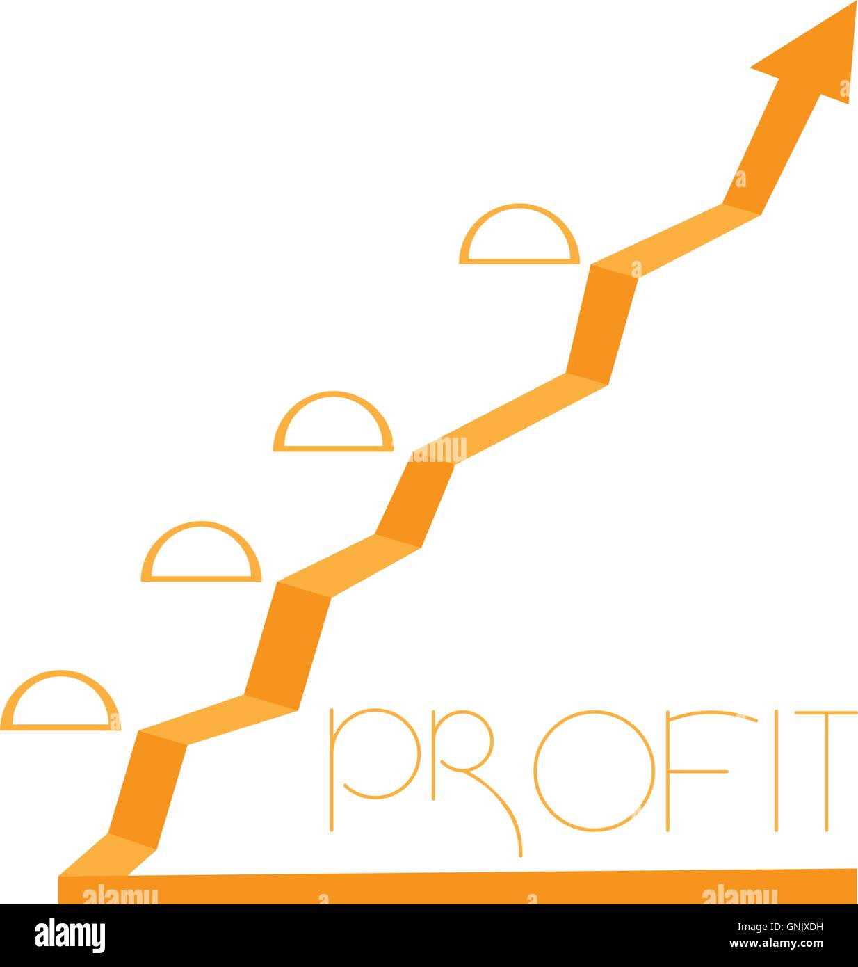 Isolated yellow business graph with unique style, text and a texture ...