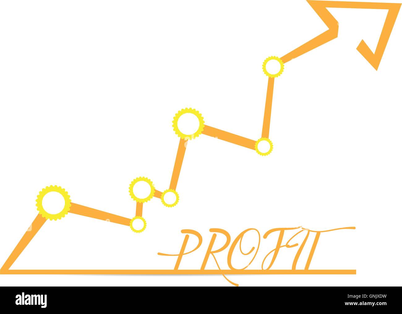 Isolated yellow business graph with unique style, text and a texture ...