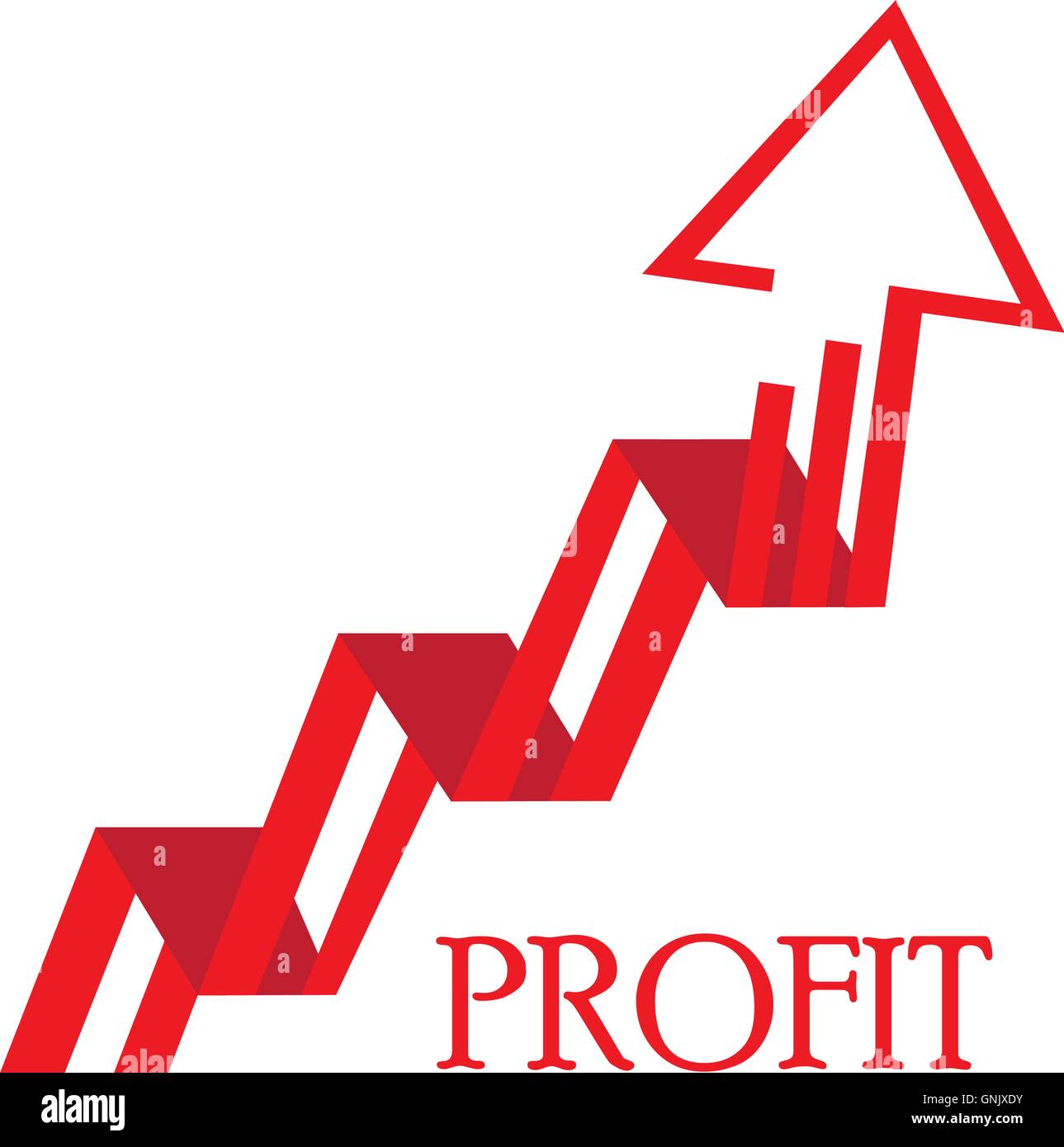 Isolated red business graph with unique style, text and a texture Stock ...