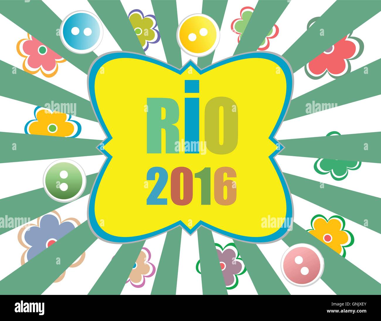 Sign symbol Rio olympics games 2016 in colors of the Brazilian flag ...