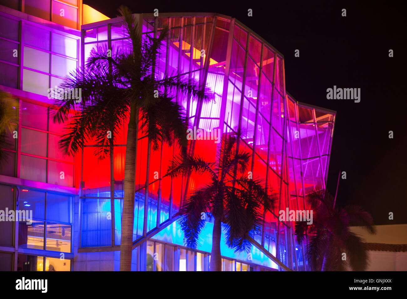 MULTI COLOR RAINBOW LIGHTS EQUINOX BUILDING FIFTH STREET MIAMI BEACH ...