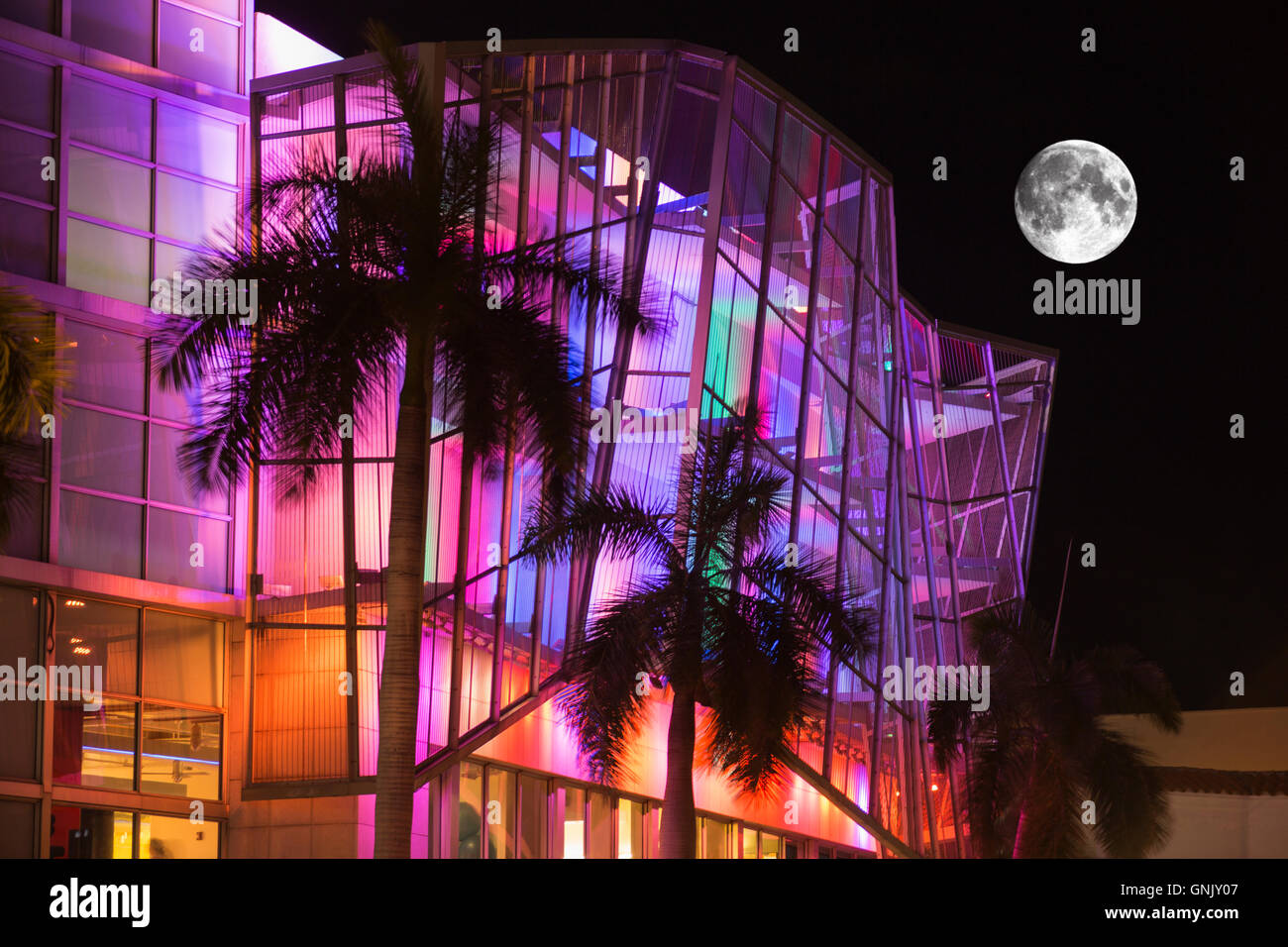 MULTI COLOR RAINBOW LIGHTS EQUINOX BUILDING FIFTH STREET MIAMI BEACH ...