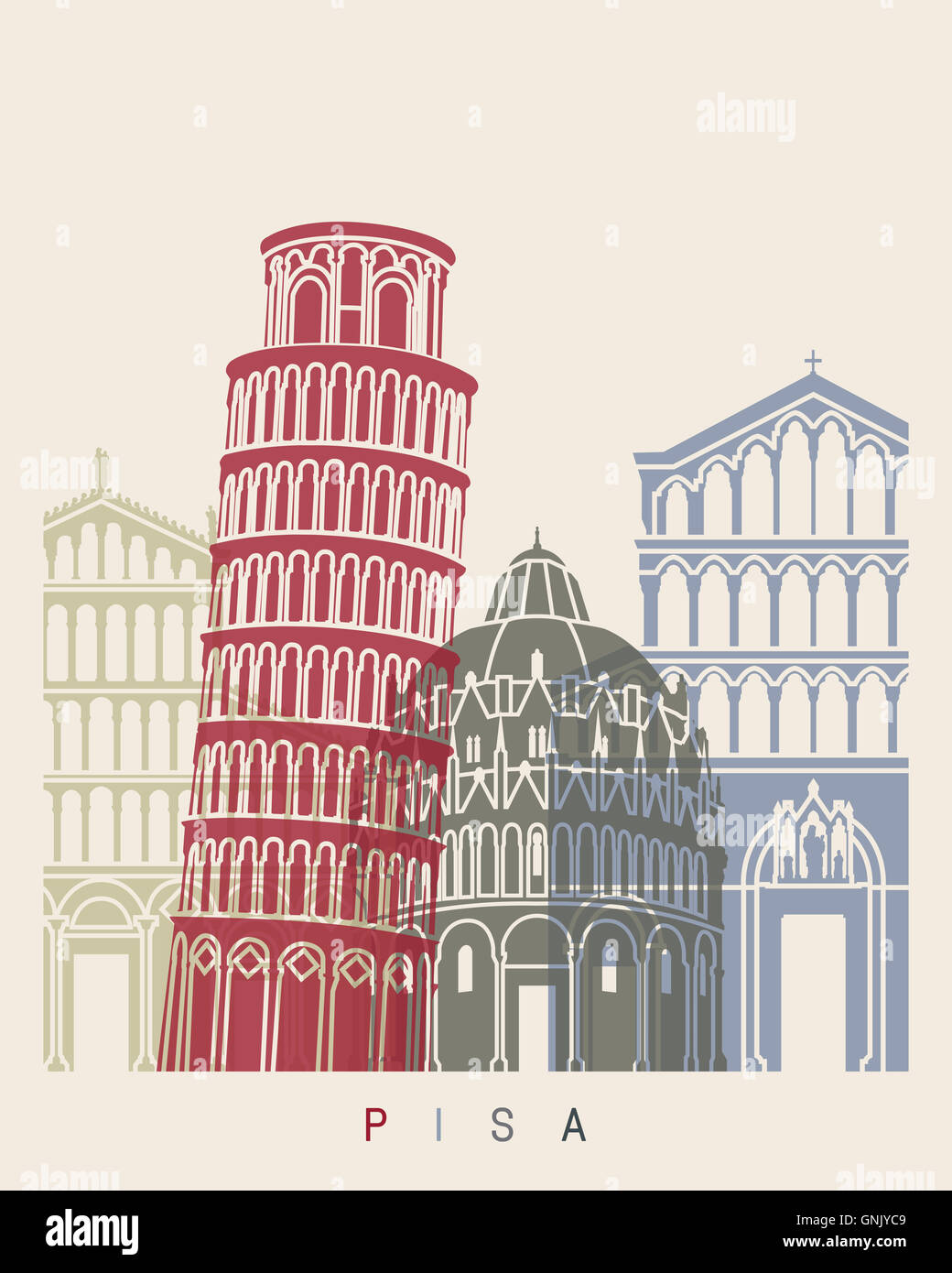 Pisa skyline poster in editable vector file Stock Photo - Alamy