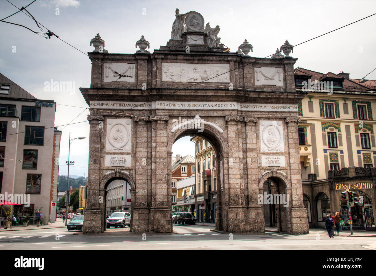 INNSBRUCK, AUSTRIA - JULY 2016: The Triumphpforte or Triumph arch in ...