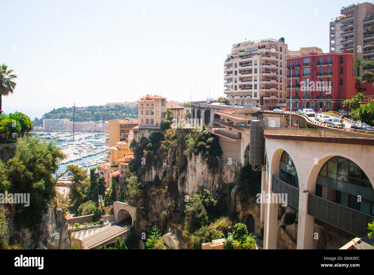 Cityscape of Monte Carlo in Monaco with the harbour and the sea in the ...