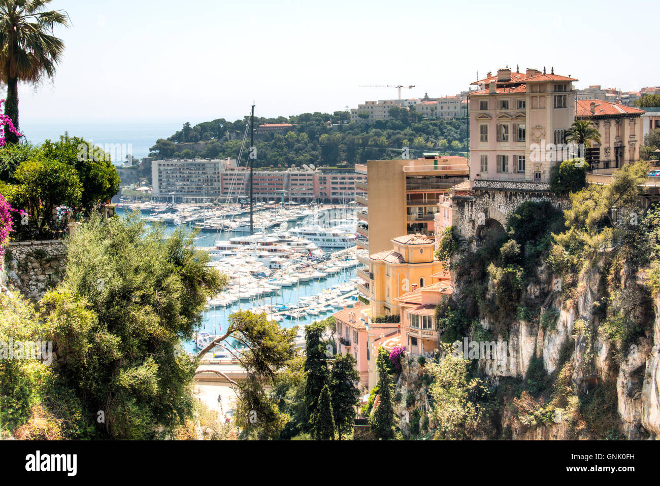 Cityscape of Monte Carlo in Monaco with the harbour and the sea in the ...