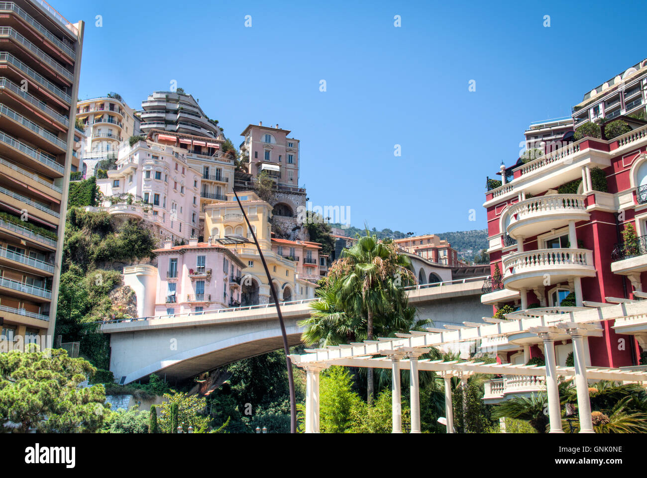 Cityscape of Monte Carlo in Monaco with the harbour and the sea in the ...