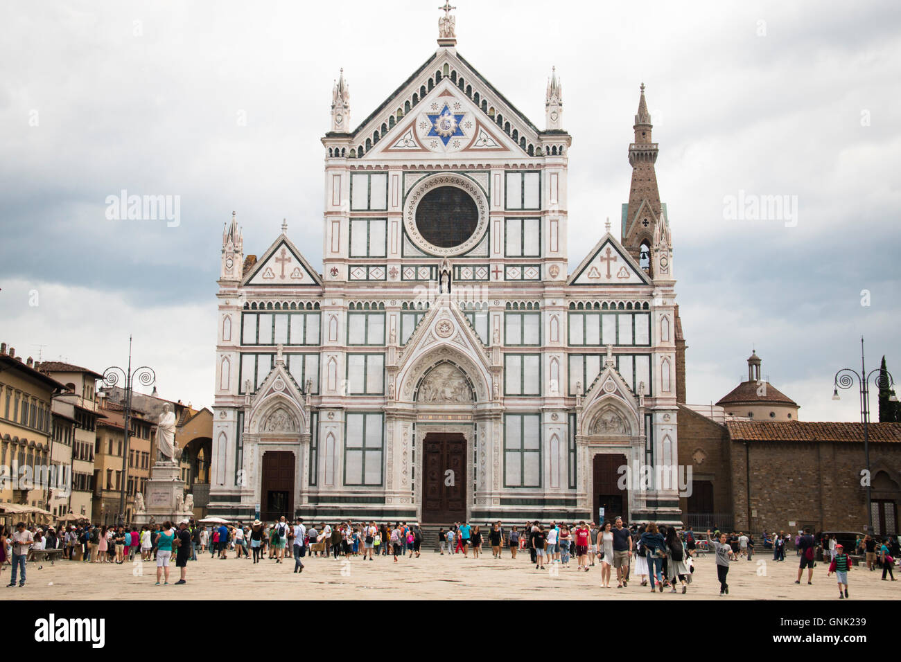 FLORENCE, ITALY - JULY 2016: Famous square with the Basilica di Santa ...
