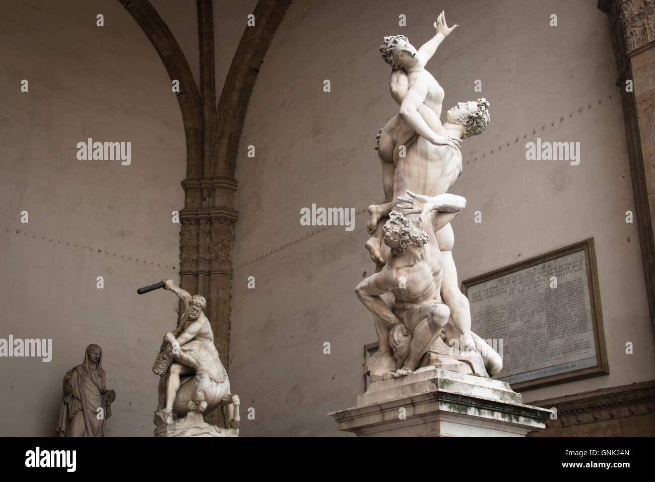 Several statues on the piazza della Signoria in Florence in Italy Stock ...