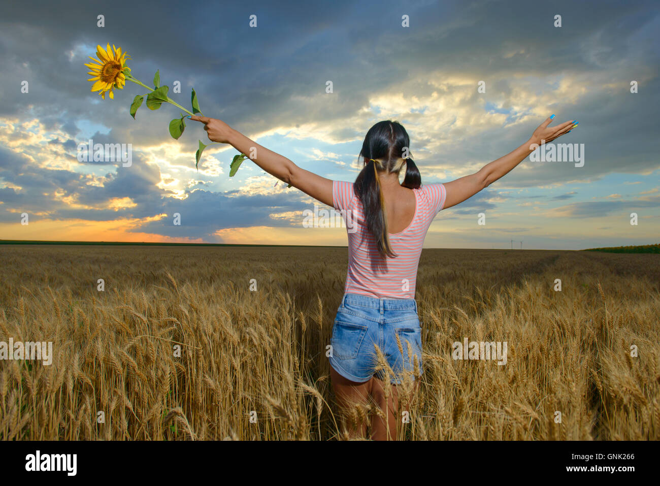 Woman feeling free in a beautiful natural setting Stock Photo - Alamy
