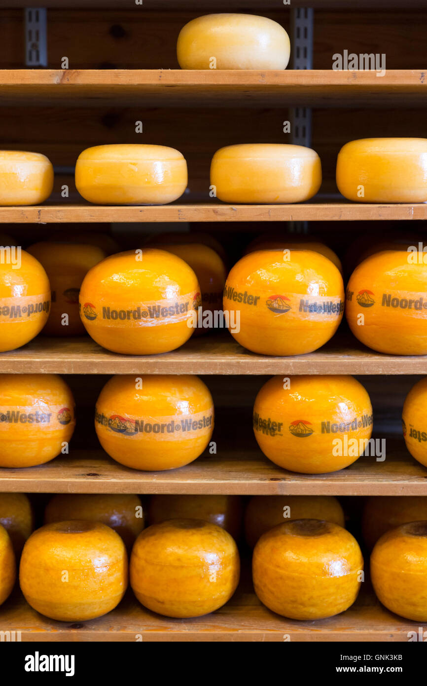 Edam cheese Noord Wester display on shelves in food store in the town ...