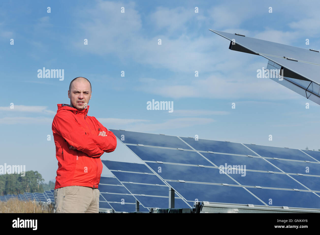Male solar panel engineer at work place Stock Photo - Alamy