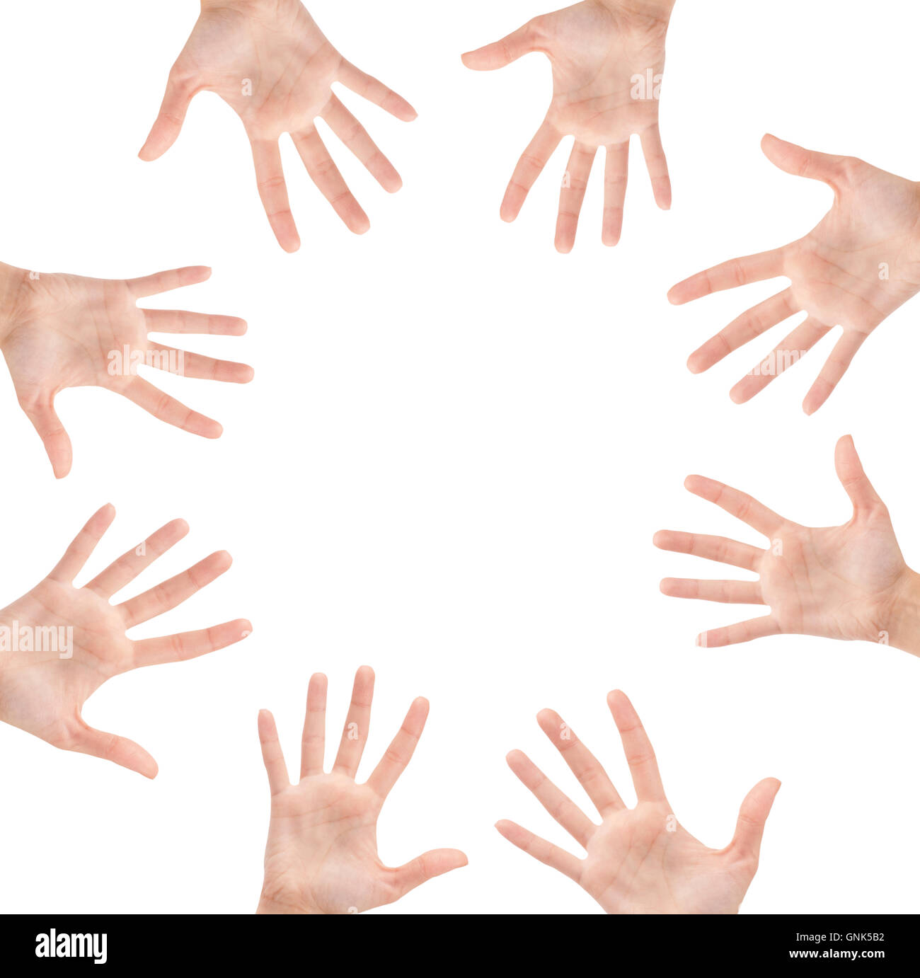 Circle made of hands isolated on white background Stock Photo - Alamy