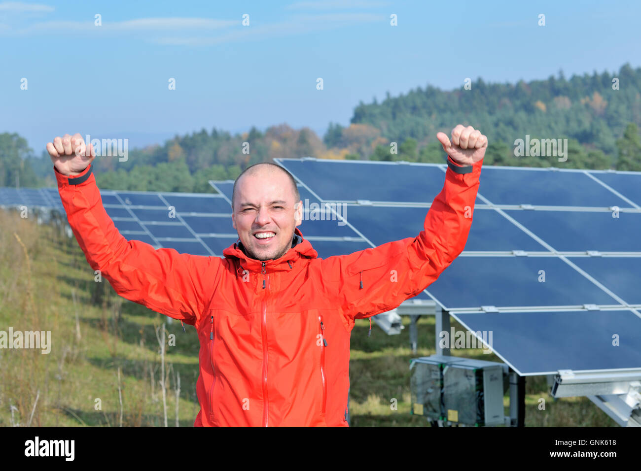 Male solar panel engineer at work place Stock Photo - Alamy