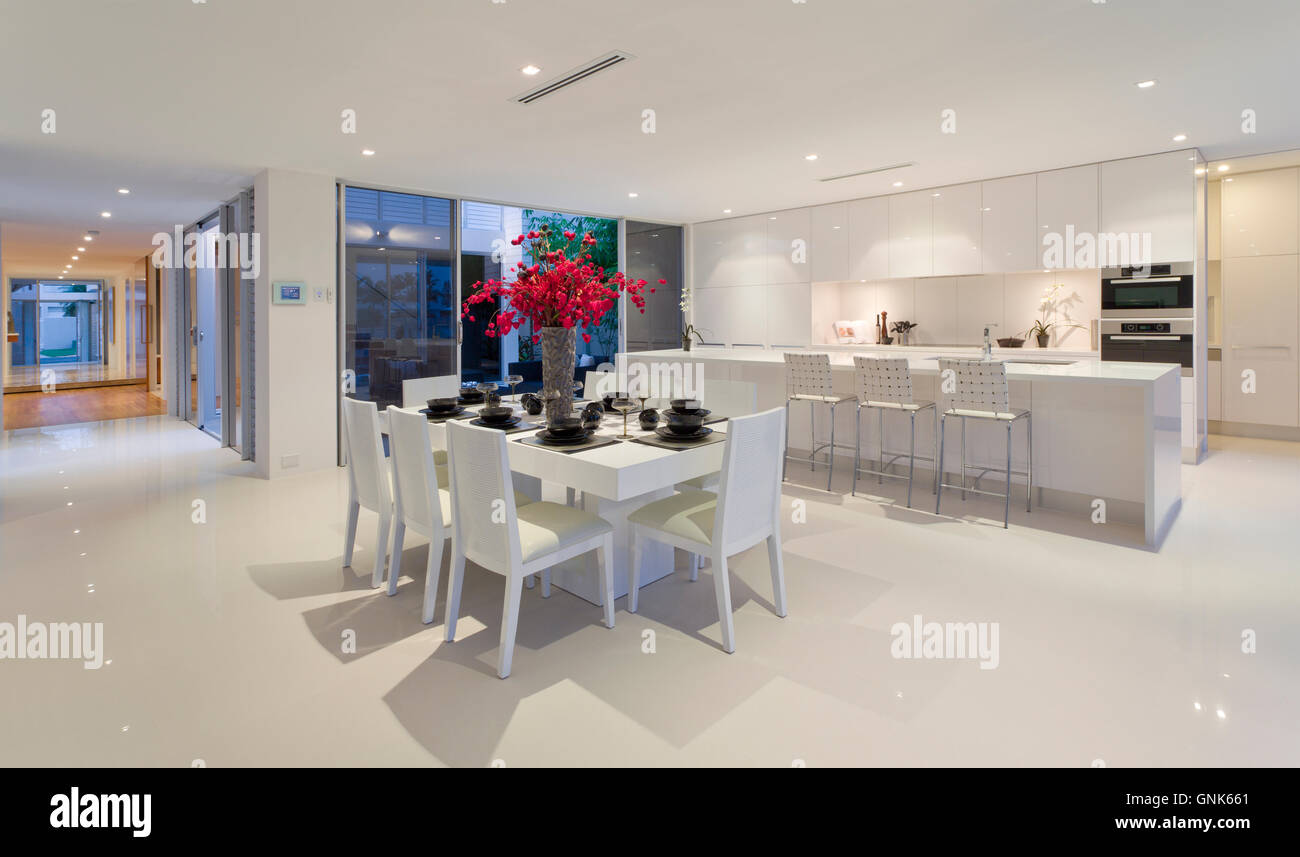 Dining area and kitchen Stock Photo - Alamy