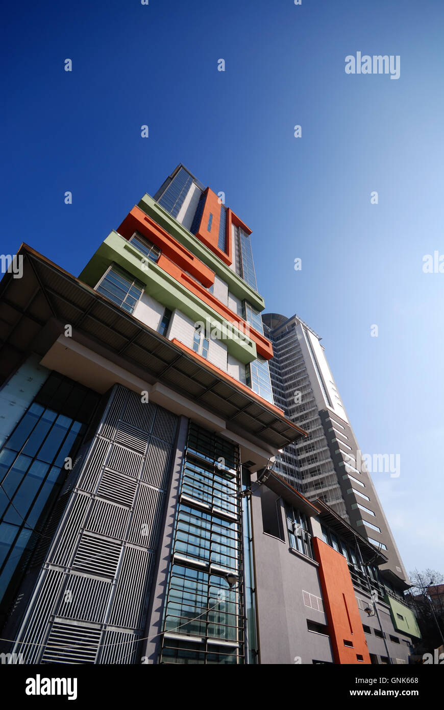 modern building at sunny day and clear blue sky Stock Photo - Alamy