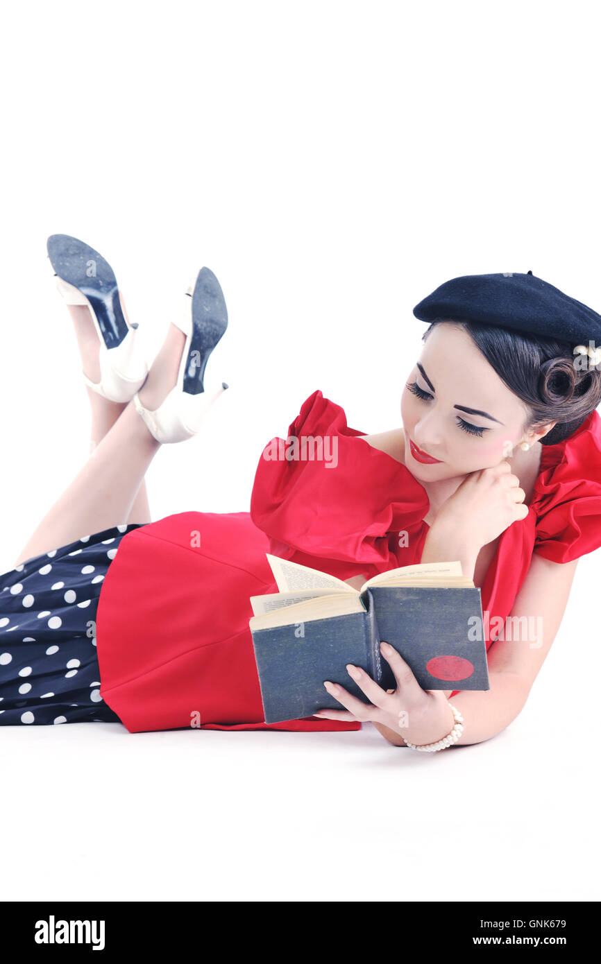 beautiful young woman read book Stock Photo - Alamy