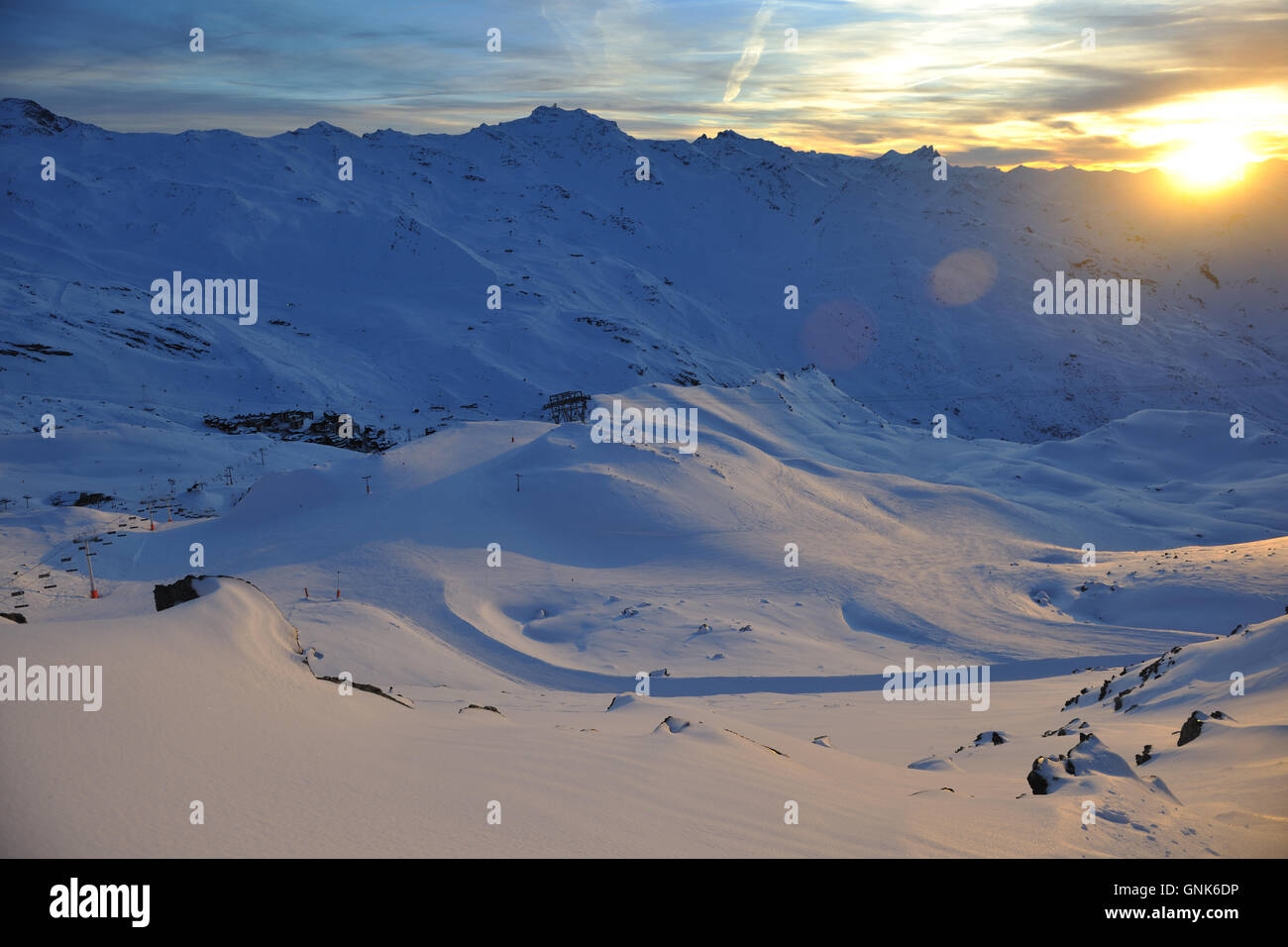 mountain snow sunset Stock Photo - Alamy