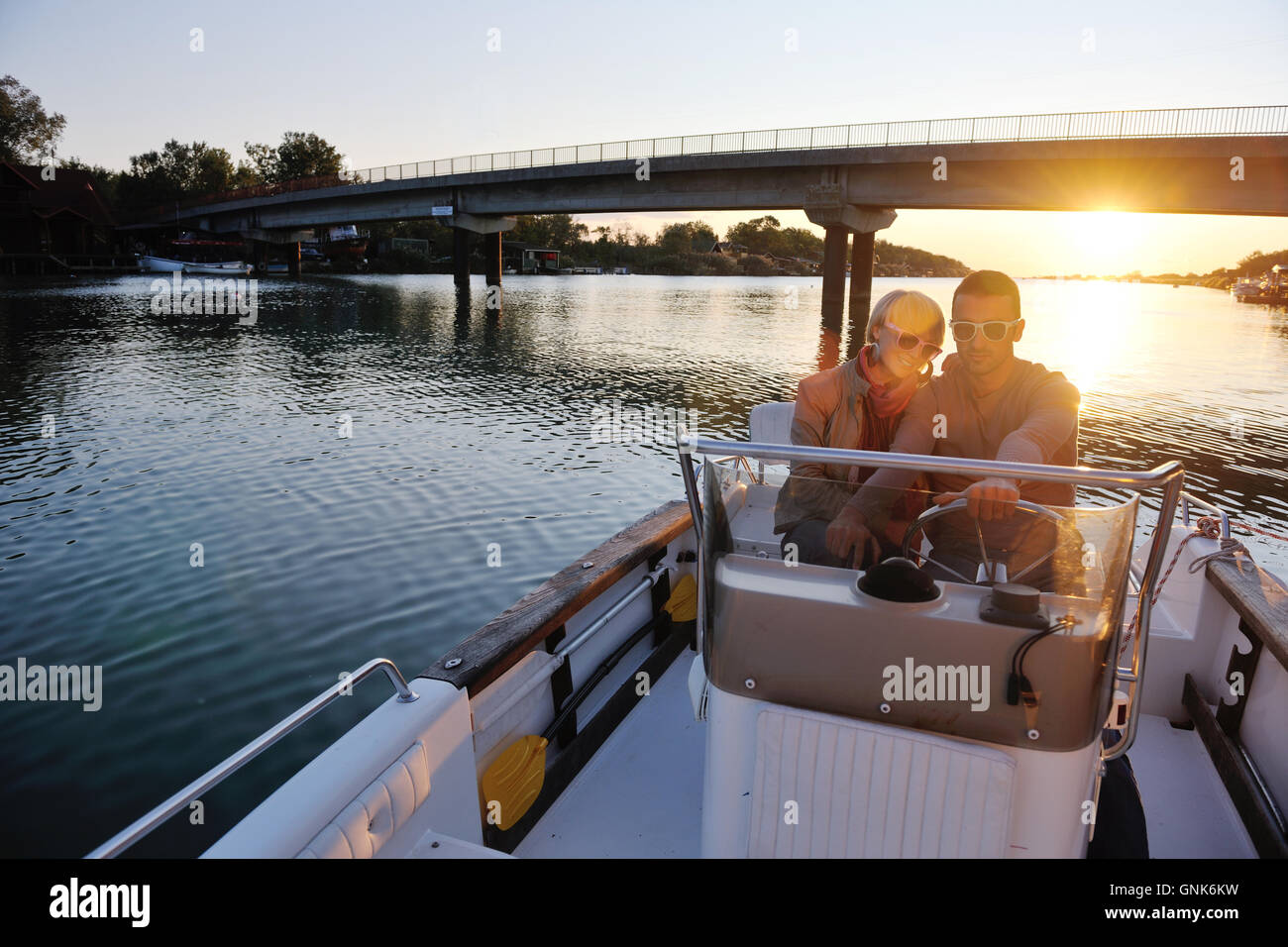 couple in love have romantic time on boat Stock Photo - Alamy