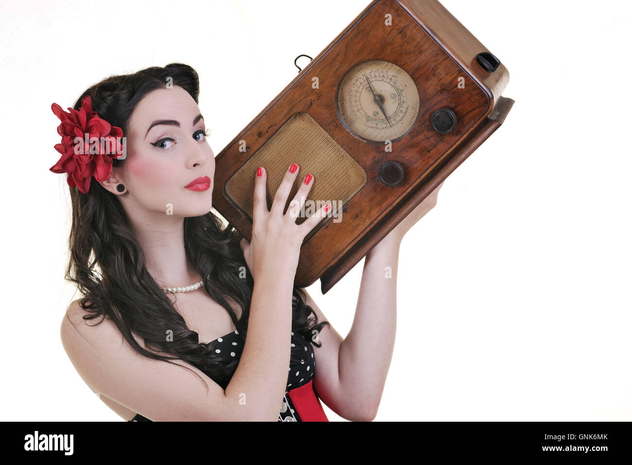 pretty girl listening music on radio Stock Photo - Alamy