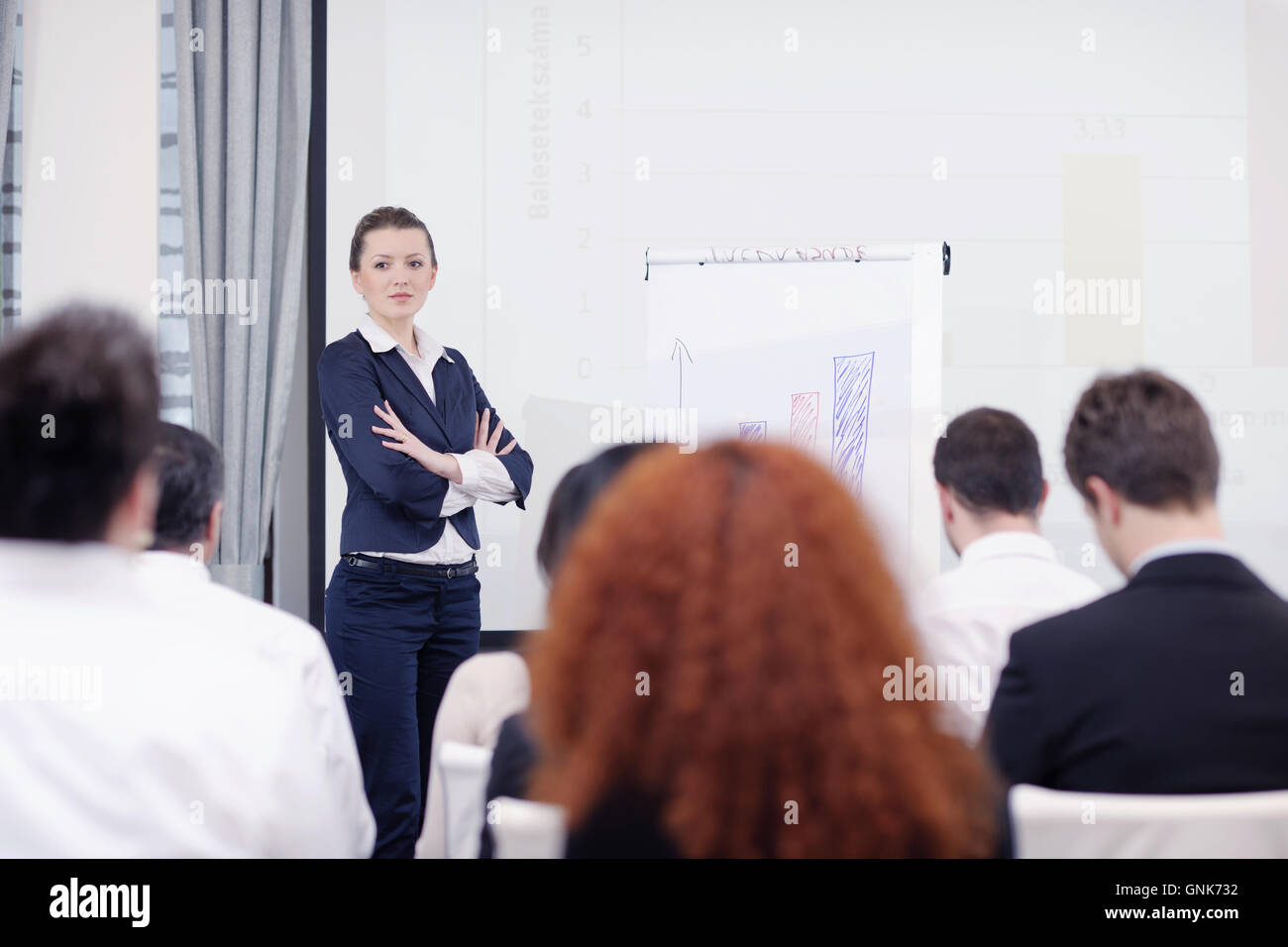 business woman giving presentation Stock Photo - Alamy