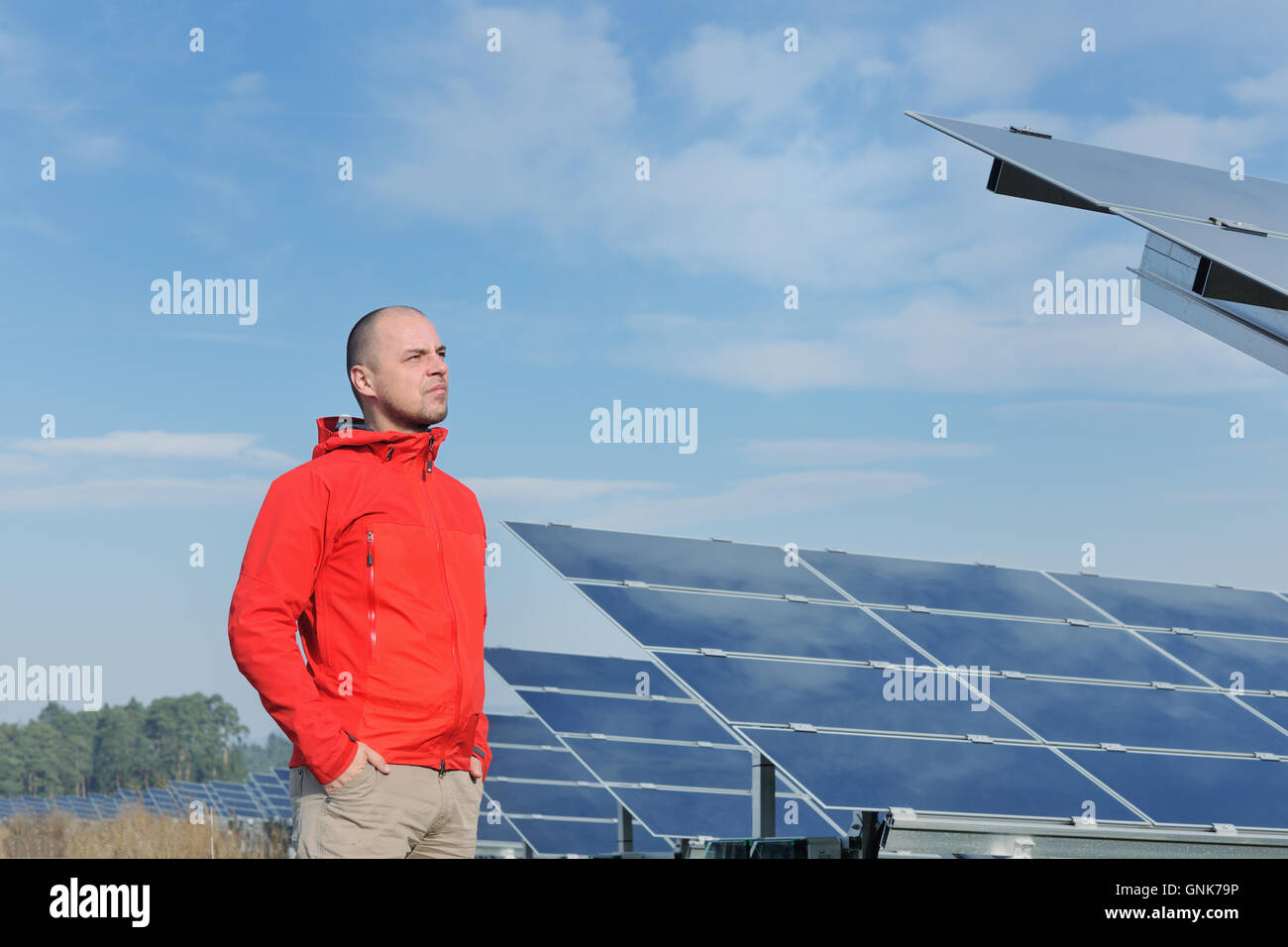 Male solar panel engineer at work place Stock Photo - Alamy
