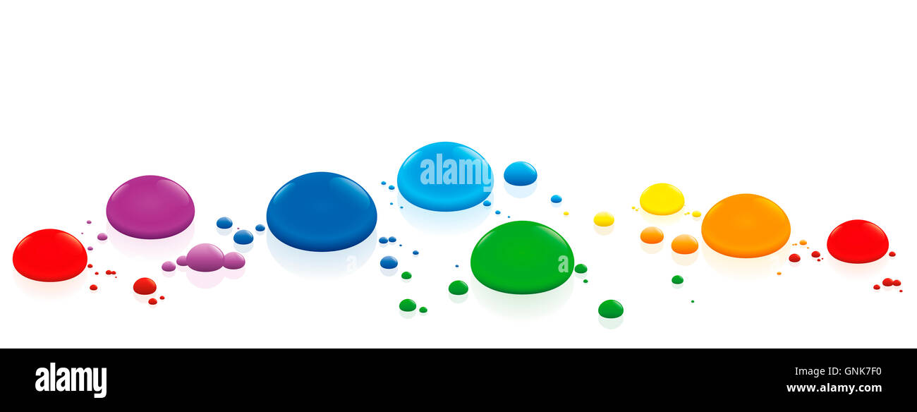 Rainbow colored drops - illustration on white background Stock Photo ...
