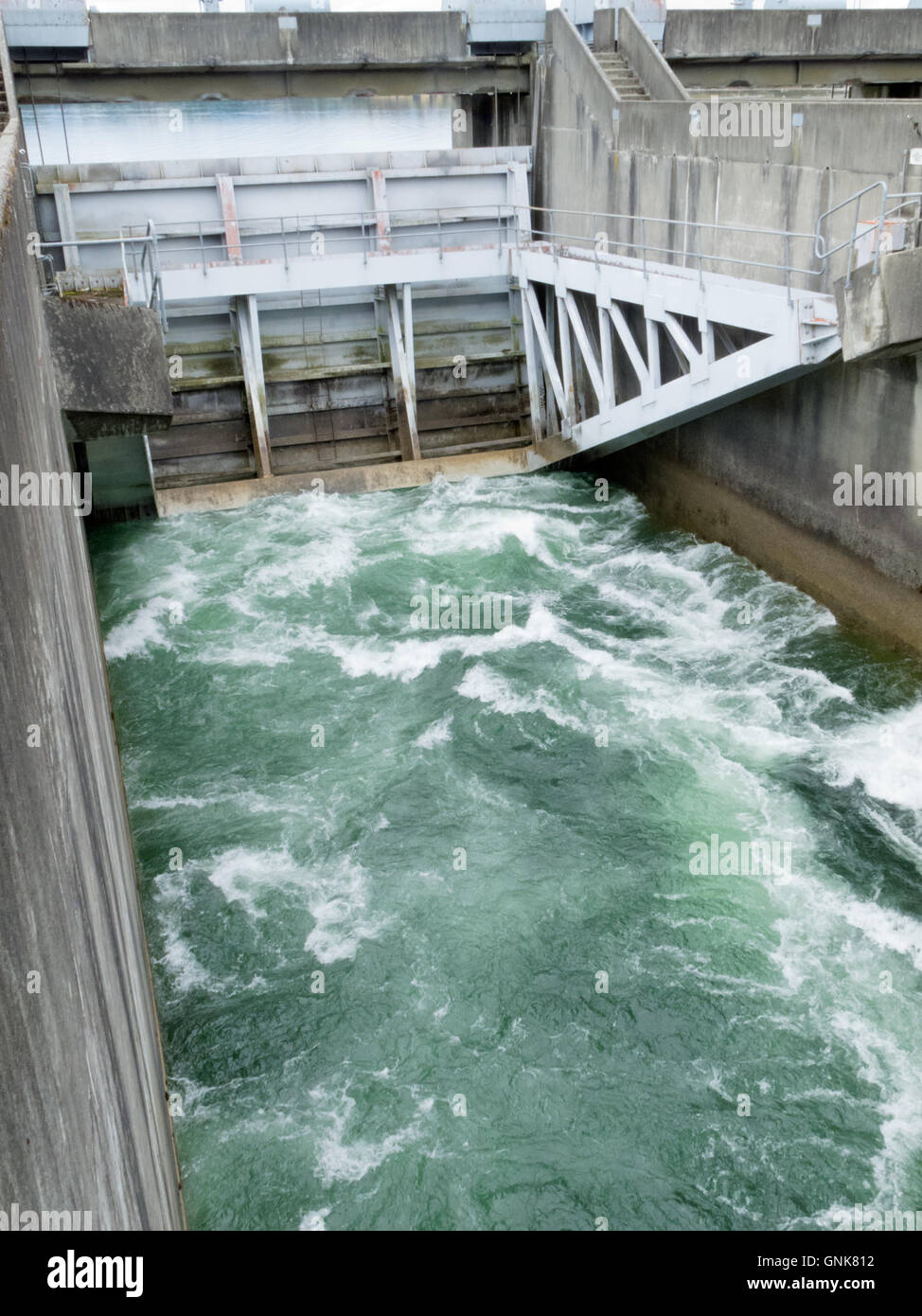 Hydro dam control weir with underneath discharge Stock Photo - Alamy