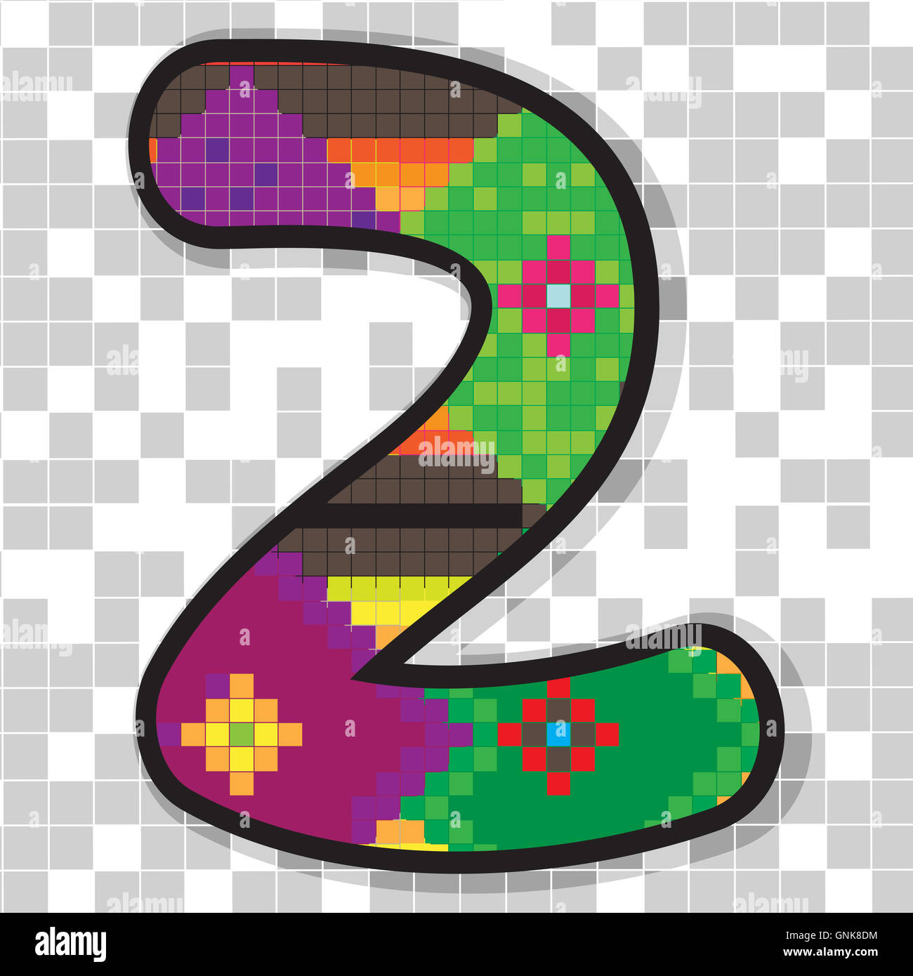 Number 2 pixel style hi-res stock photography and images - Alamy