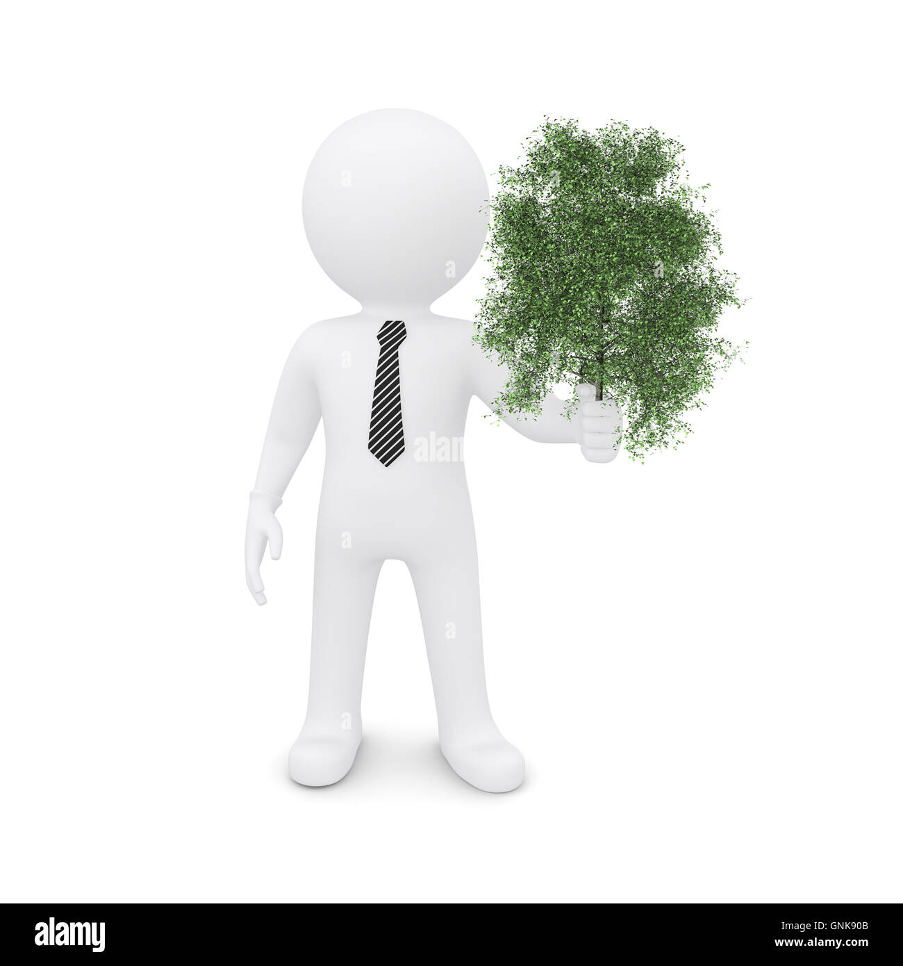 The white man holding a green tree Stock Photo - Alamy
